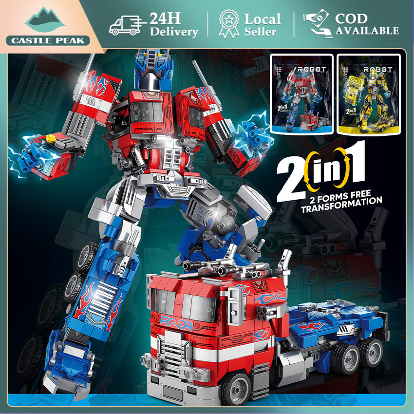 Jual 2in1 Mainan Edukasi Anak Brick Balok Susun Deformation Robot Transformer Bumblebee Optimus ...