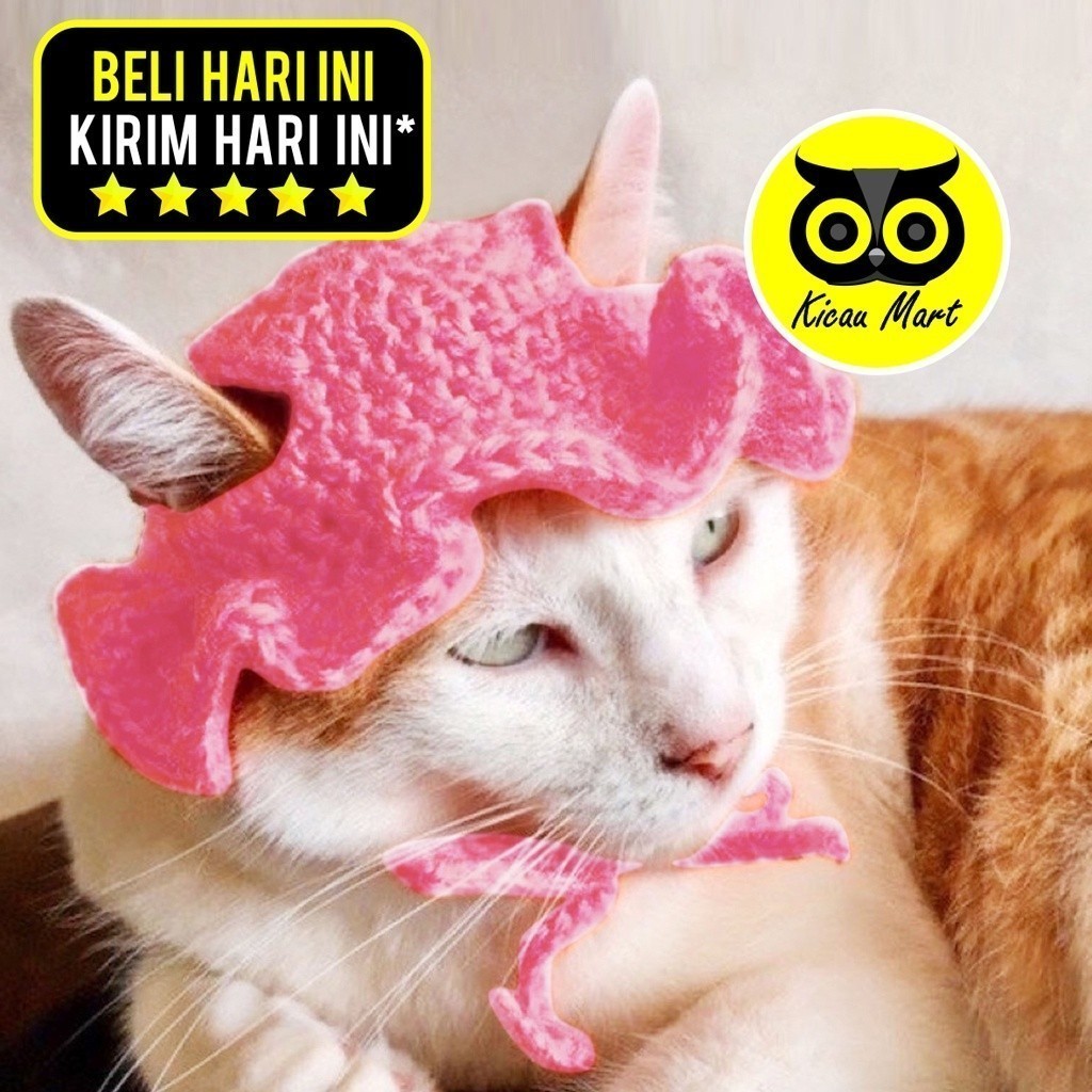 Jual KICAU MART Topi Kucing Anjing Rajut Tali Serut Pet Bucket Hat ...