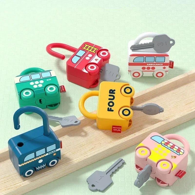 Jual Number Matching Lock Toys Baby Learning Lock with Key Car Games ...