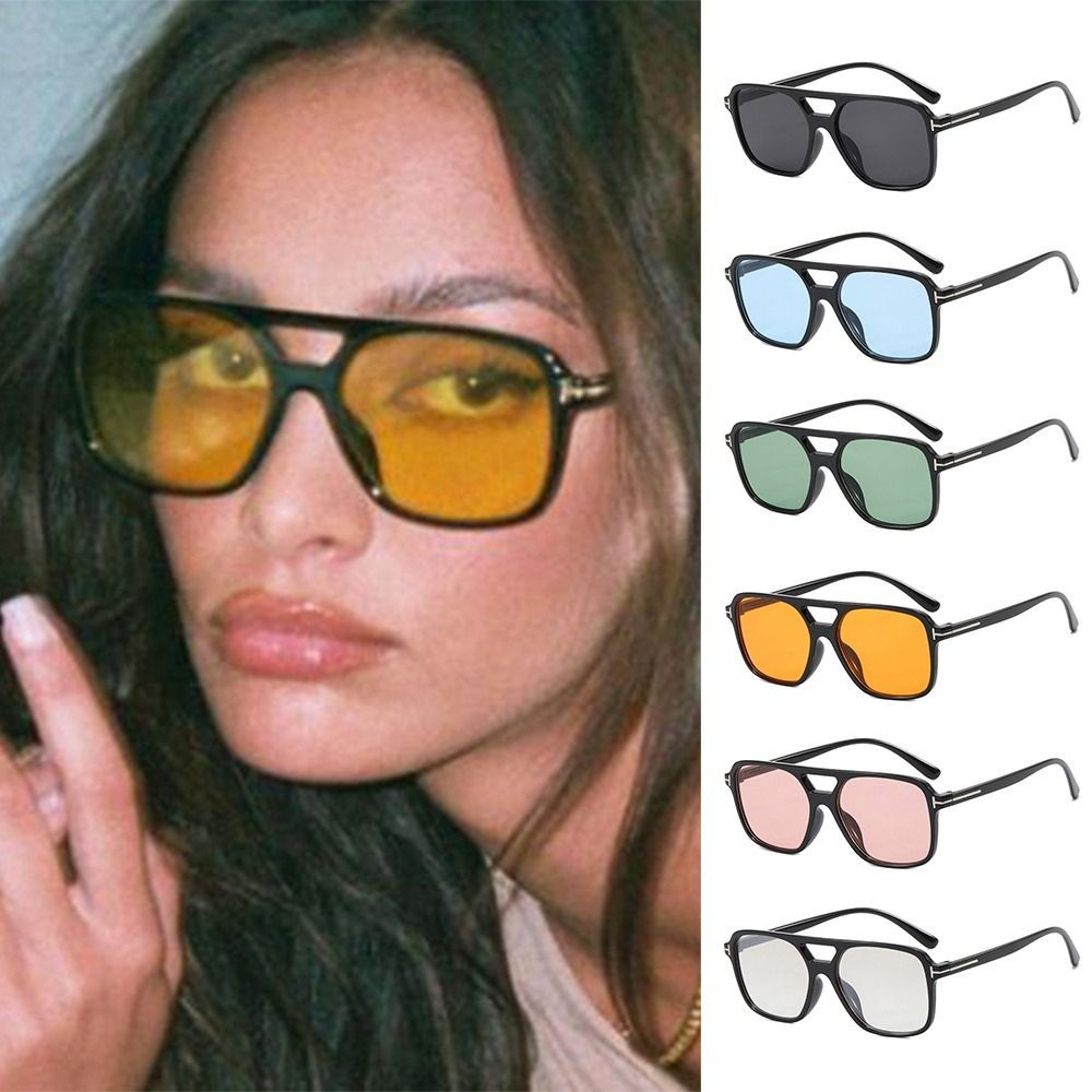 Jual Vintage Square Sunglasses for Women Men Retro Large Square Frame ...