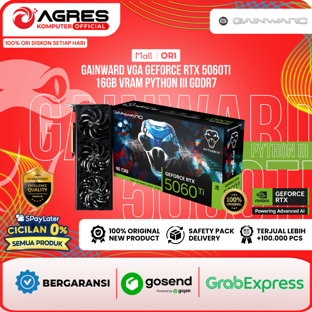 Jual GAINWARD VGA GEFORCE RTX 5060 TI 16GB PYTHON III GDDR7 | Shopee ...