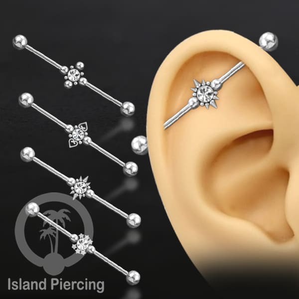 Jual Anting Industrial Piercing stainless warna silver dengan Kristal banyak variasi model ...