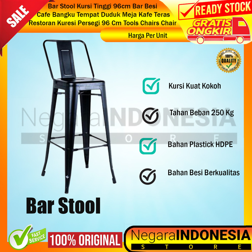 Jual Bar Stool Kursi Tinggi 96cm Bar Besi Cafe Bangku Tempat Duduk Meja ...