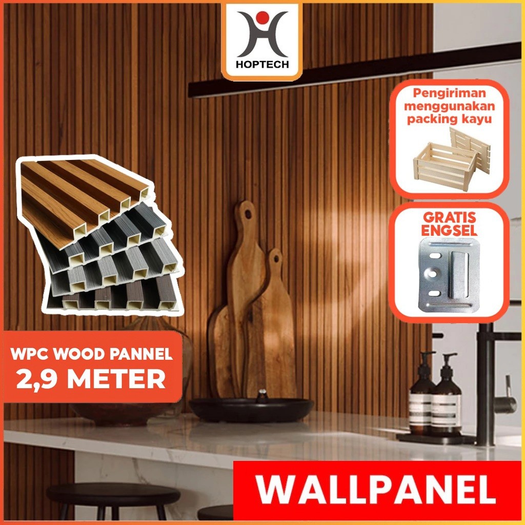 Jual Hoptech - WALL WPC WOOD PANEL WALLPANEL WPC PVC KAYU DINDING UKURAN 16CM x 2,9 METER ...