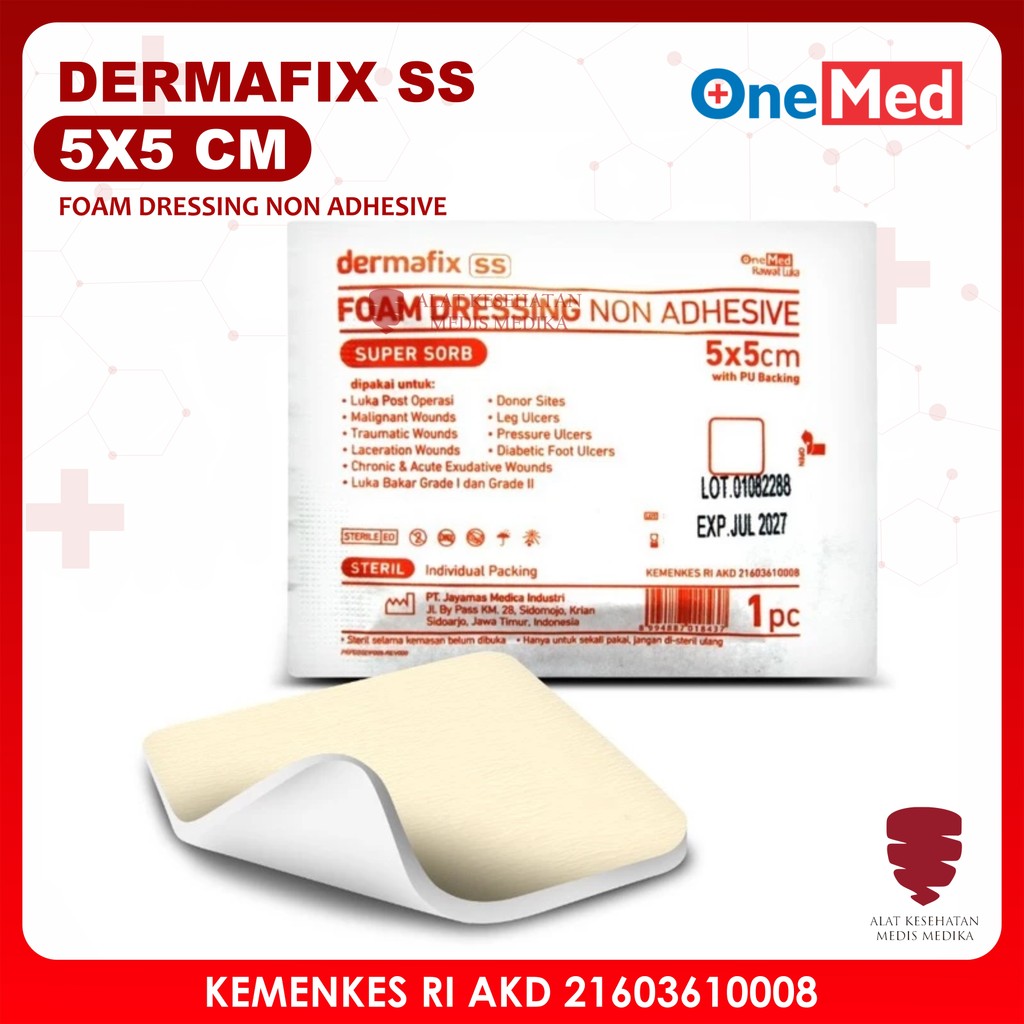 Jual Dermafix SS 5 x 5 cm OneMed Non Adhesive Foam Dressing Plester ...
