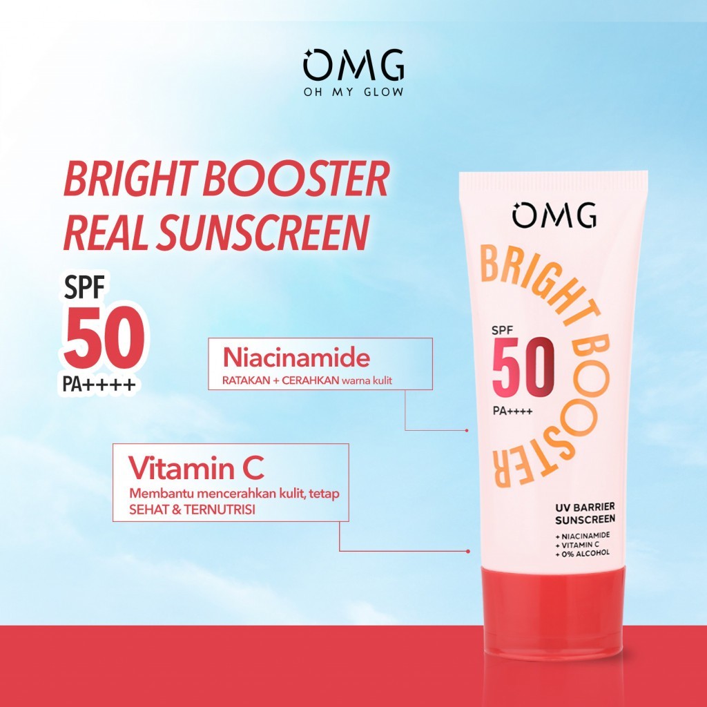 Jual OMG Bright Booster UV Barrier Sunscreen SPF 50 PA++++ Ringan, Cepat Meresap, Cerah Instan ...