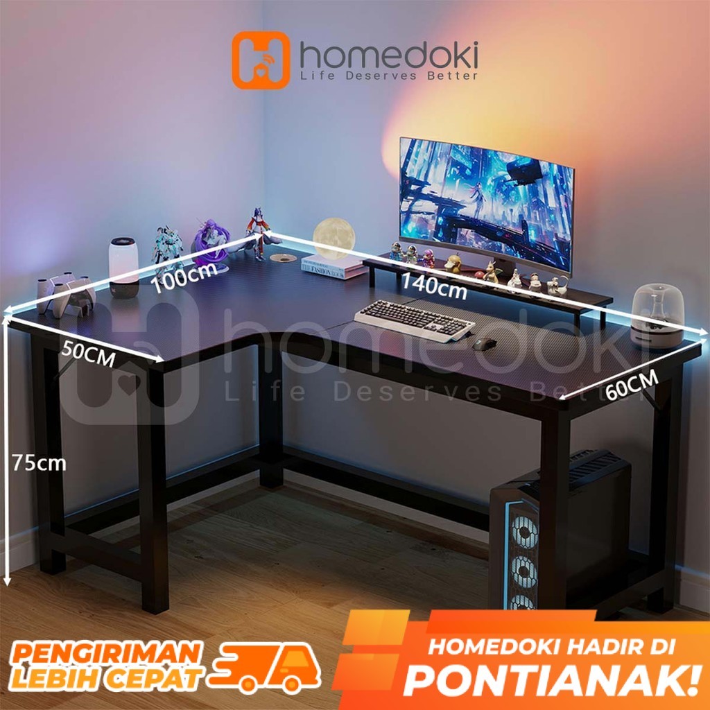 Jual Homedoki Meja Gaming / L shaped Meja / Meja Komputer / Meja Laptop ...