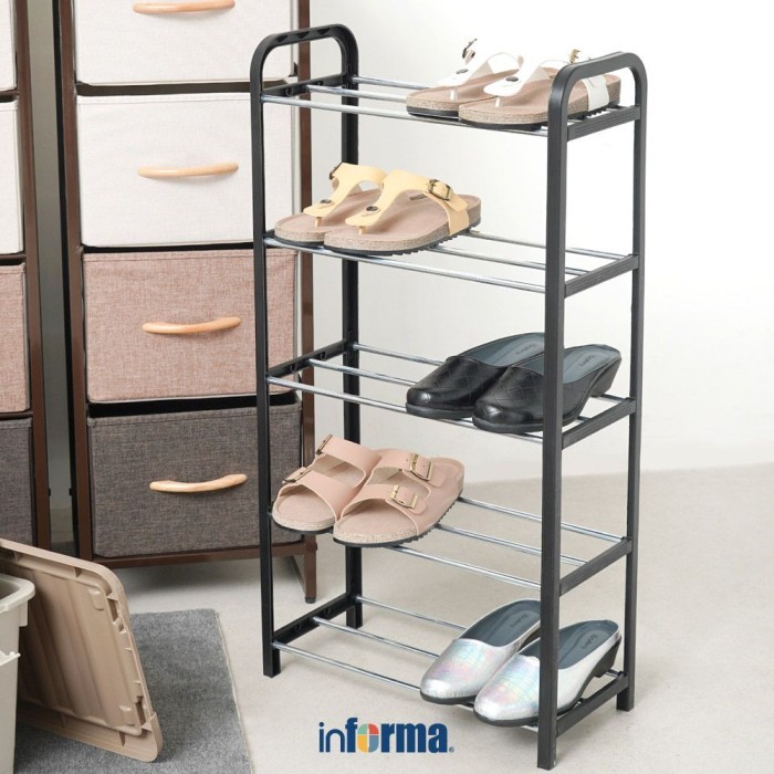 Jual Informa Rak Sepatu Compact 5 Tier Shoe Rack Black 42x20x79cm ...