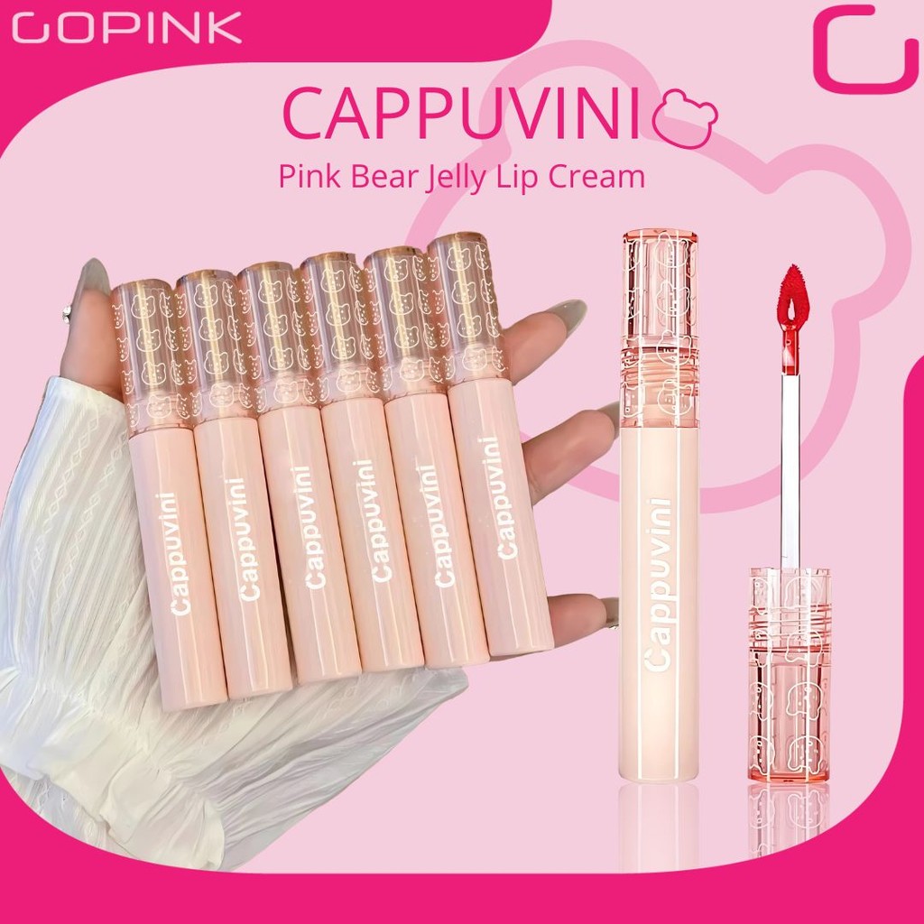 Jual CAPPUVINI Pink Bear Watery Jelly Lip Cream Lipstick Lip Tint ...
