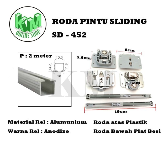 Jual Roda Rel Pintu Lemari Sliding Geser Slow Motion SD 452 - 2P/2M ...