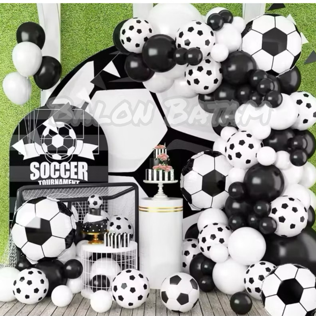Jual Paket Dekorasi Backdrop Balon sepak bola Hitam putih soccer 9897 ...