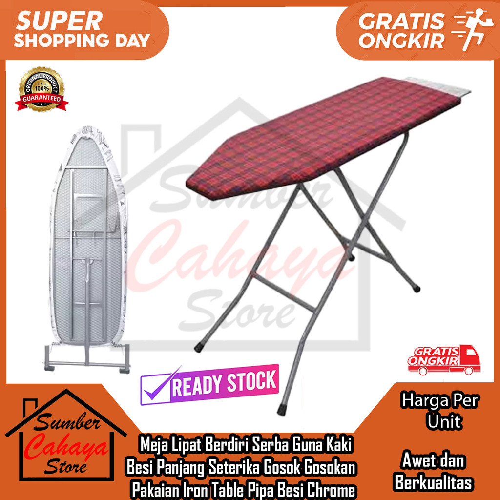 Jual Meja Lipat Setrika Berdiri Pipa Besi Chrome Putih Serba Guna Kaki ...