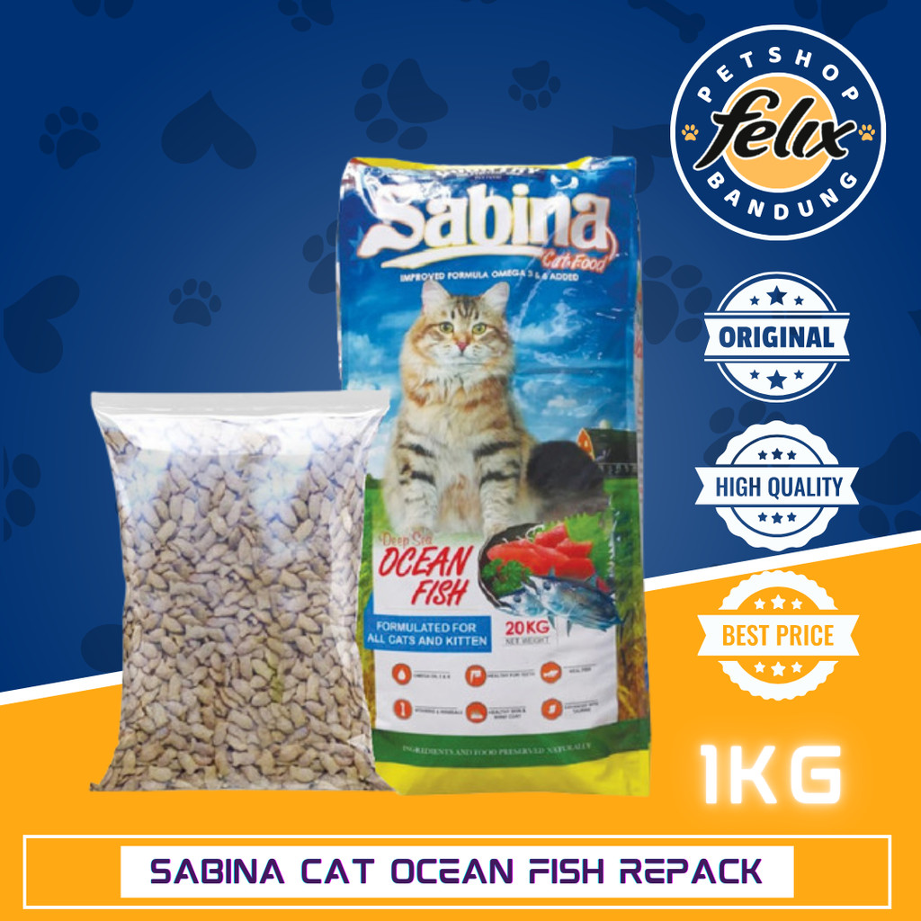 Jual SABINA CAT FOOD OCEAN FISH 1kg repack | Shopee Indonesia