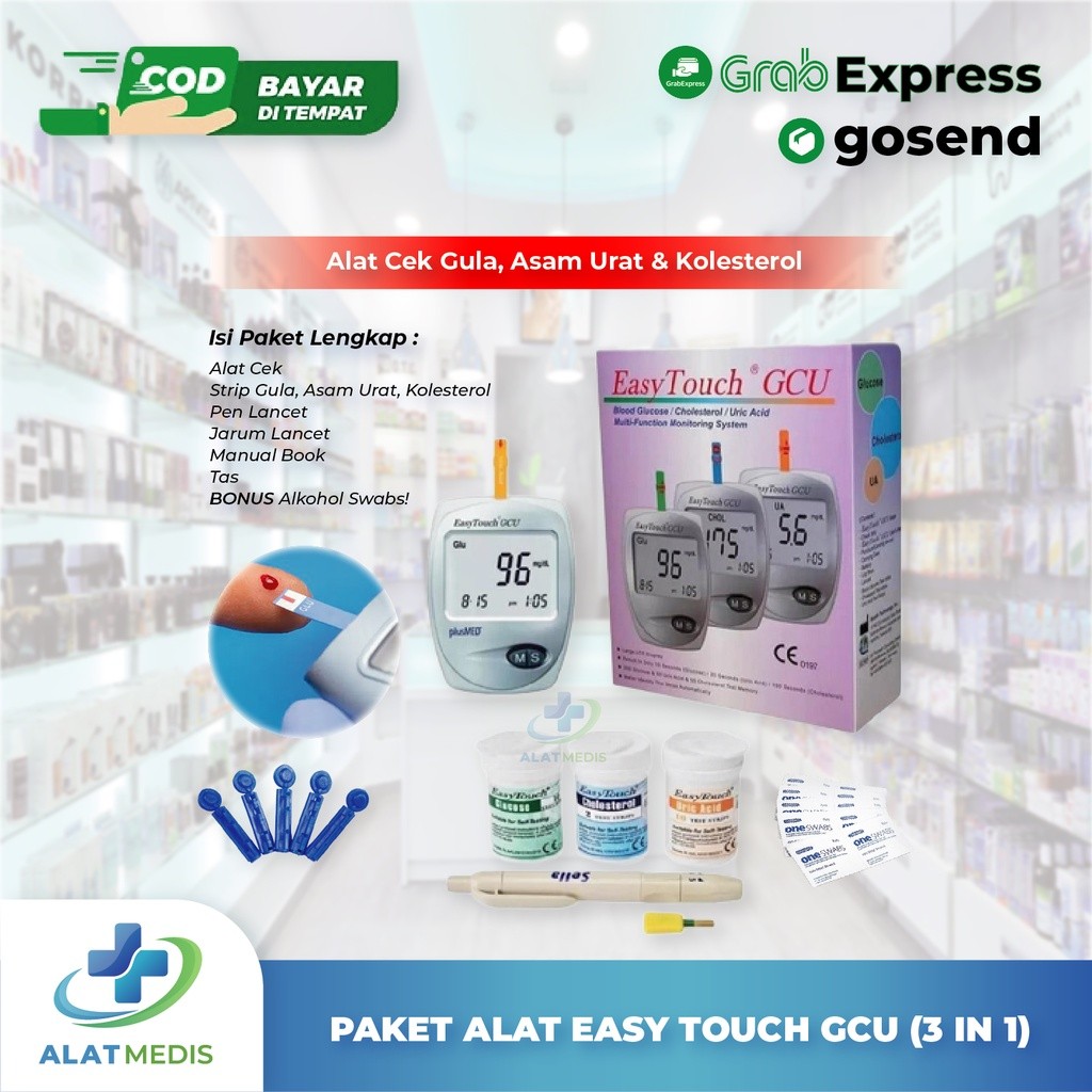 Jual Alat Easy Touch GCU 3in1 Test Cek Gula Darah Asam Urat Kolestrol ...