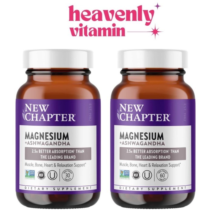Jual New Chapter Magnesium+Ashwagandha-30 & 60 Tablets Gluten Free, Non ...