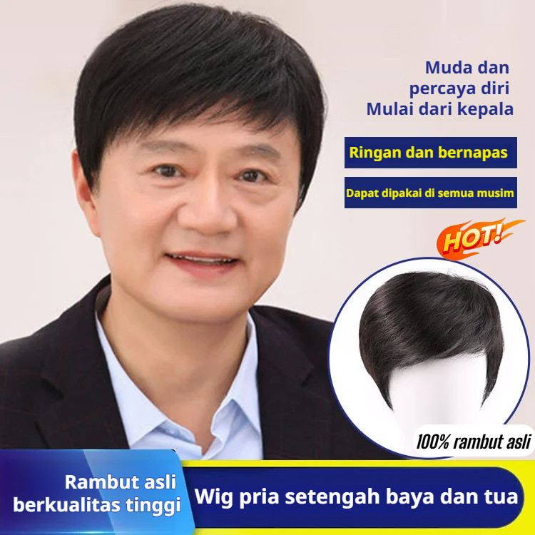 Jual 【100% rambut asli/Tidak mudah rontok】rambut wig rambut pendek ...