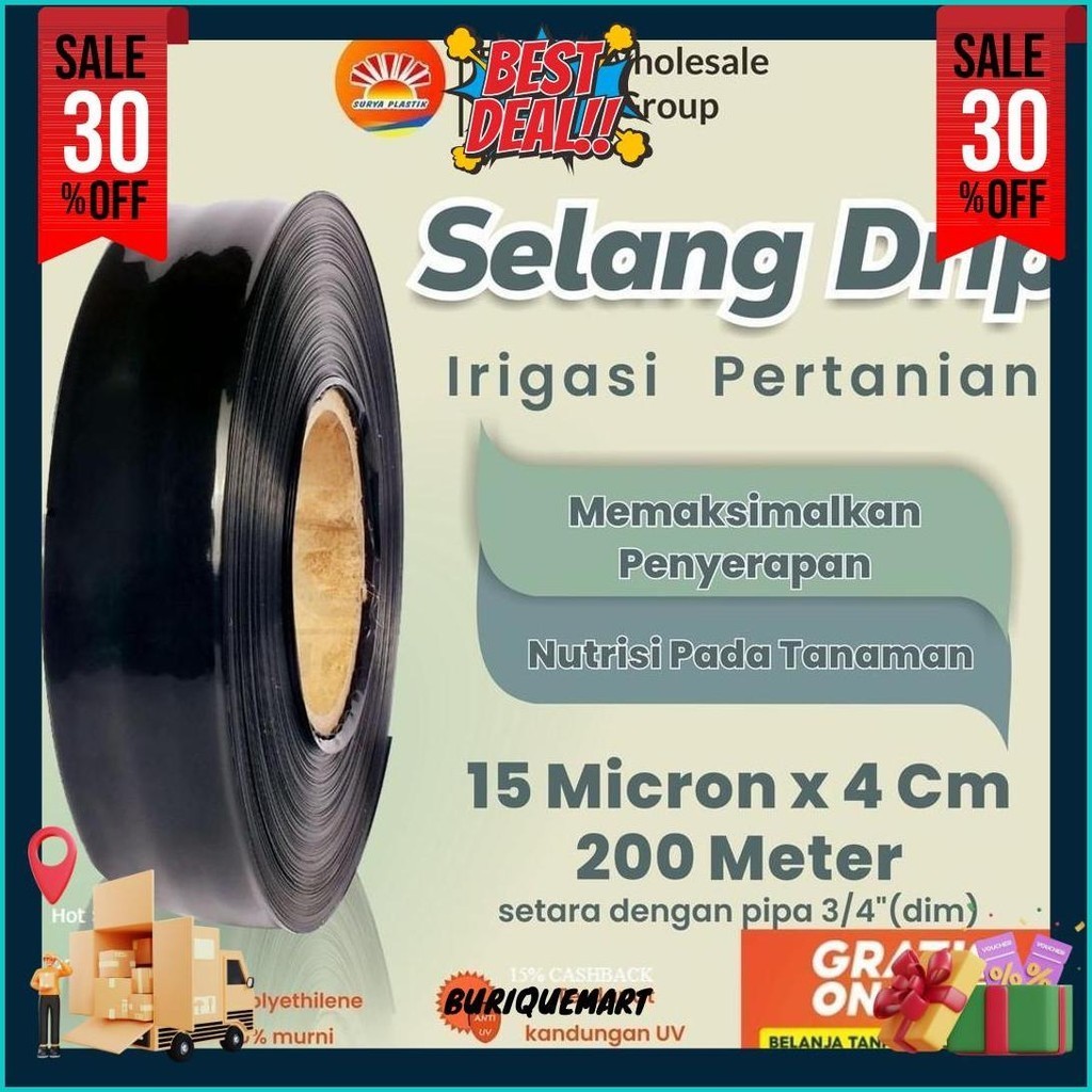 Jual Selang Drip 15 Micron 4 Cm 200 Meter - Pipa 3/4 Inch Sale MEDIAKIT | Shopee Indonesia