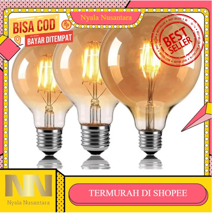 Jual LAMPU LED FILAMEN EDISON BULAT G95 4 WATT FITTING E27 / LAMPU ...