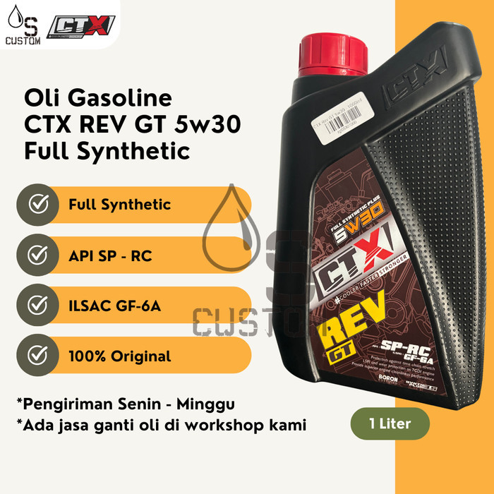 Jual CTX Rev GT 5w30 Full Synthetic API SP ILSAC GF 6A 1L 1 Liter Oli Gasoline Mobil | Shopee ...