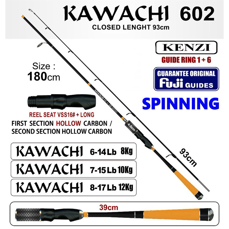 Jual KENZI KAWACHI 602 Fuji Guides Spinning Casting 6-14lbs 7-15lbs 8 ...