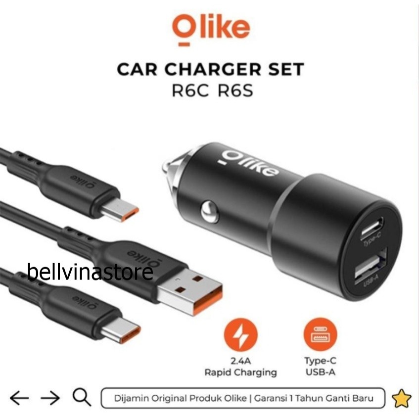 Jual [ CAS MOBIL ]- OLIKE R6C R6S Car Charger Set Charger Mobil Dual ...
