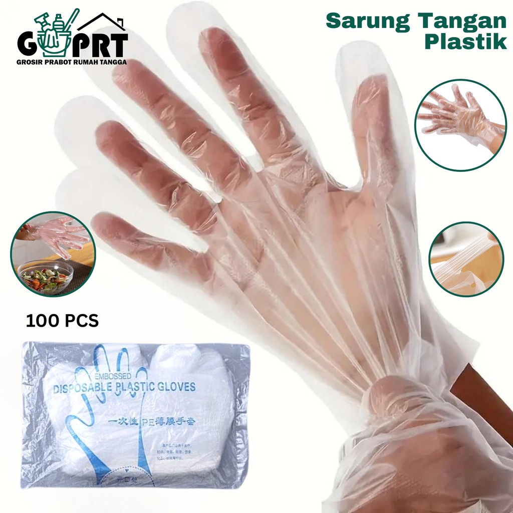 Jual Sarung Tangan Plastik isi 100 pcs per 1 pack pak Food Grade APD Cuci Sekali Pakai ...