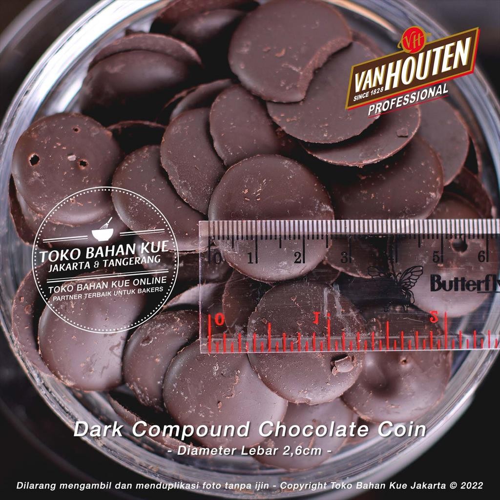 Jual Van Houten Intense Dark BUTTON 1kg KEPING Chocolate Compound | Shopee Indonesia