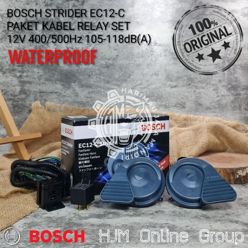 Jual BAGATIOSHOP Klakson Keong BOSCH Waterproof Strider EC12-C 12V + Kabel Relay Set | Shopee ...