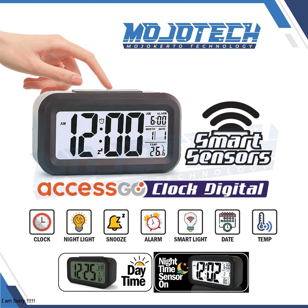 Jual Jam Digital SMART SENSOR SUHU ALARM LED Jam Meja Digital Clock Jam ...