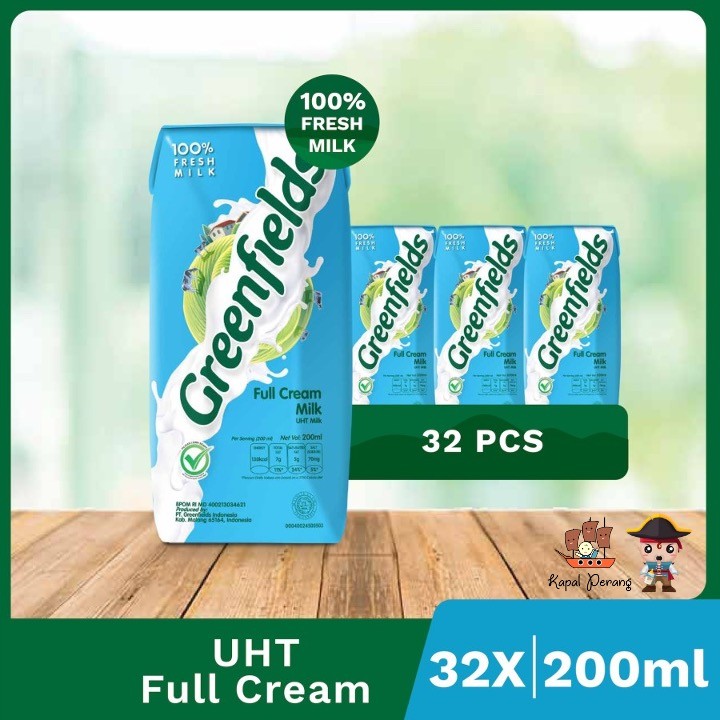 Jual Greenfields Susu UHT Full Cream 200ml x 32 pcs (1 karton) | Shopee Indonesia