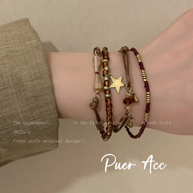 Jual 【Puer acc】Gelang Wanita Aksesoris Fashion Tali Anyaman Manik Etnik ...