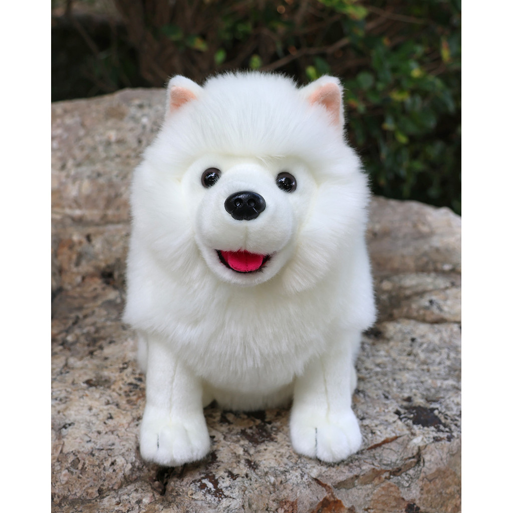 Jual 28cm Lifelike Samoyed Stuffed Toys Cute Realistic White Dog Plush ...