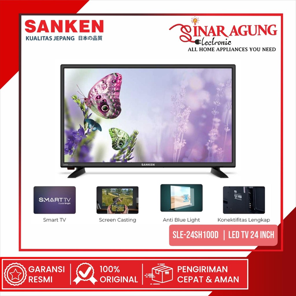 Jual SANKEN SLE-24SH100D LED SMART TV HD 24 INCH DIGITAL TV - GARANSI ...