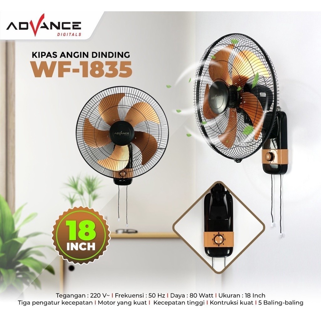 Jual Kipas Dinding Besi Wall Fan ukuran besar 18 inch WF-1835 ADVANCE ...