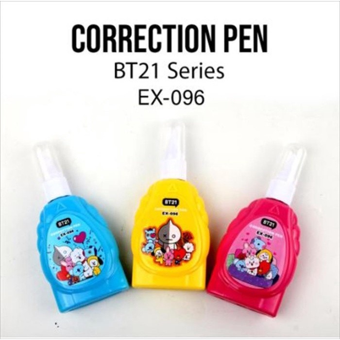 Jual 12 PCS 1 LUSIN Tipe-X Tip-Ex Stipo Cair Karakter Lucu BTS BT21 ...