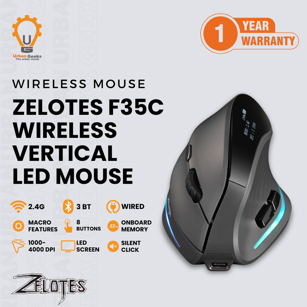 Jual Zelotes F35C Silent Click Bluetooth Wireless 2.4G RGB Programmable ...