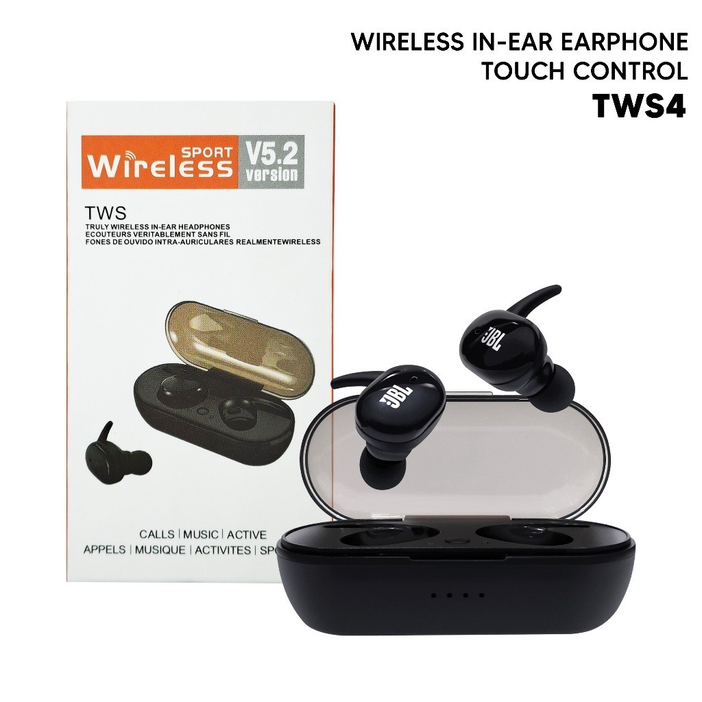 Jual HEADSET BLUETOOTH WIRELESS JBL TWS 4 VERSI 5.0 HANDFREE WIRELESS ...