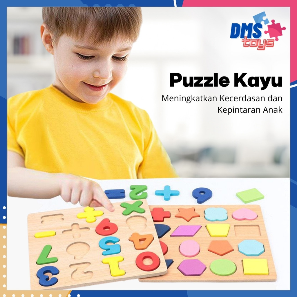 Jual Mainan Anak Edukasi Papan Puzzle Kayu Angka Huruf ABC Bentuk Shape ...