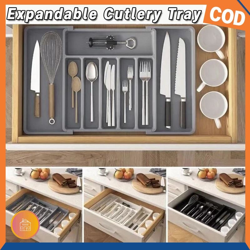 Jual Expandable Cutlery Tray Sekat Sendok Laci Box Rak Serbaguna Laci ...