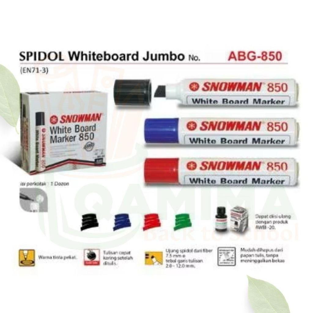 Jual Spidol White Board SNOWMAN Jumbo 850 (1 PCS) | Shopee Indonesia