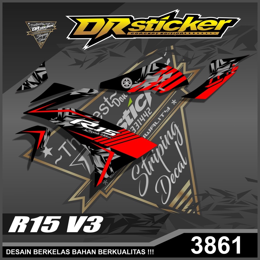 Jual STRIPING STICKER MOTOR YAMAHA R15 V3 DESAIN STRIPING SEMIFULL ...