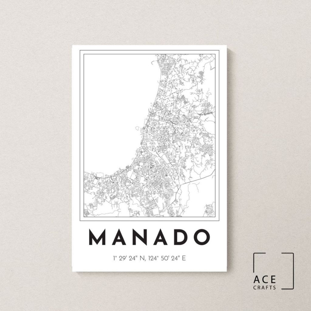 Jual Manado Indonesia City Map hiasan dinding minimalis poster peta ...