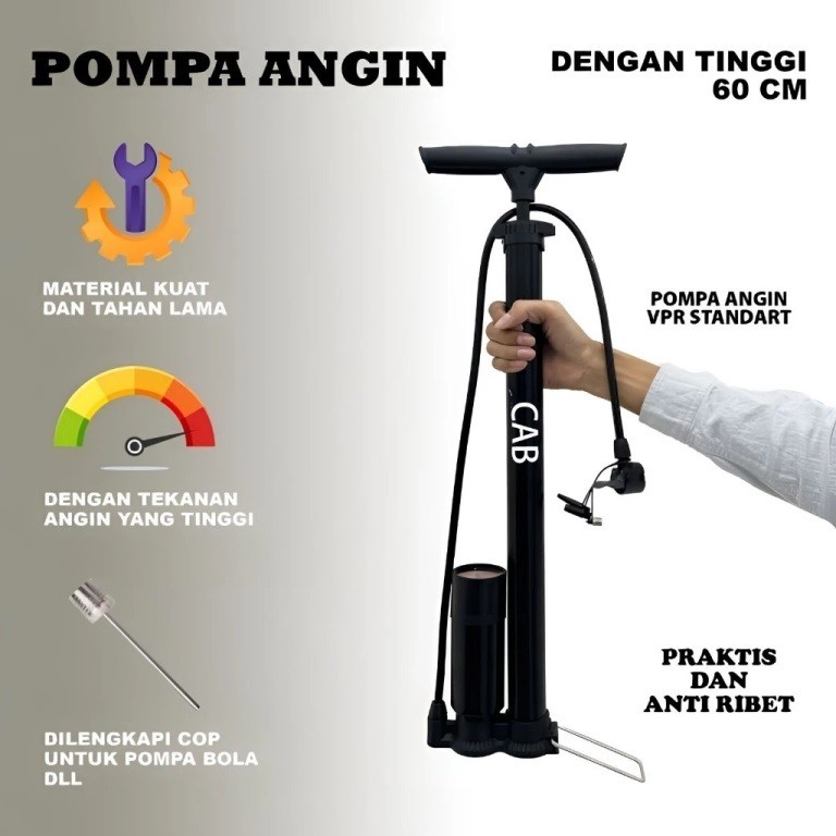 Jual POMPA ANGIN MANUAL PEGANGAN BESI sepeda hitam motor mobil ...