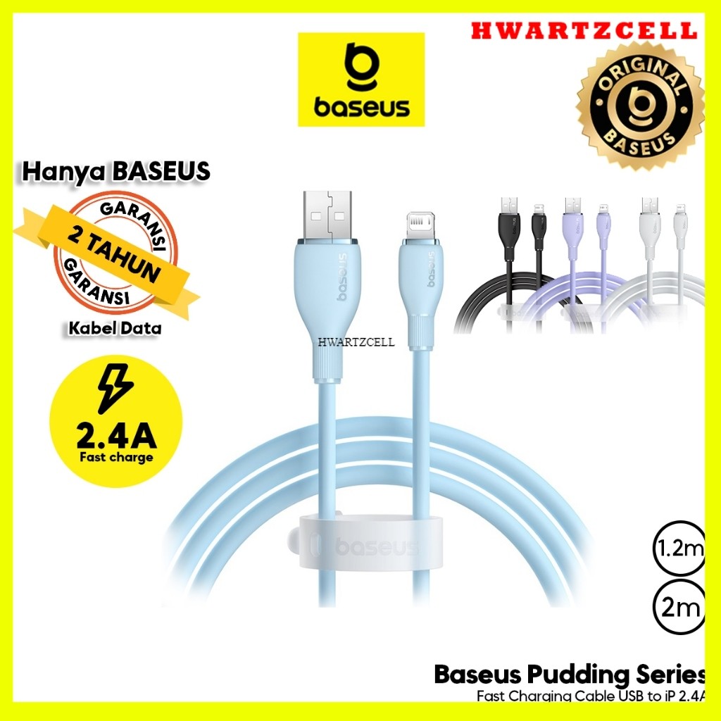 Jual [HWARTZ] Baseus Kabel Data Pudding Series Fast Charging Cable USB to iP Lighting 2.4A 1.2m ...