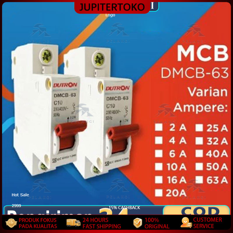 Jual MCB DC 2P 6A 10A 16A 20A 25A 32A 40A 50A 63A 500V Circuit Breaker DC PV AKI LOAD | Shopee ...