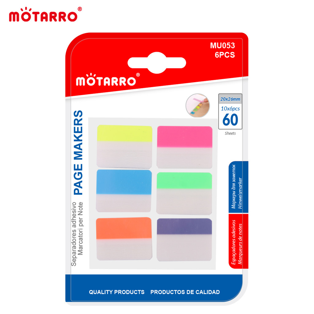Jual MOTARRO 6 Color Transparent Waterproof Sticky Notes Index Tabs For ...