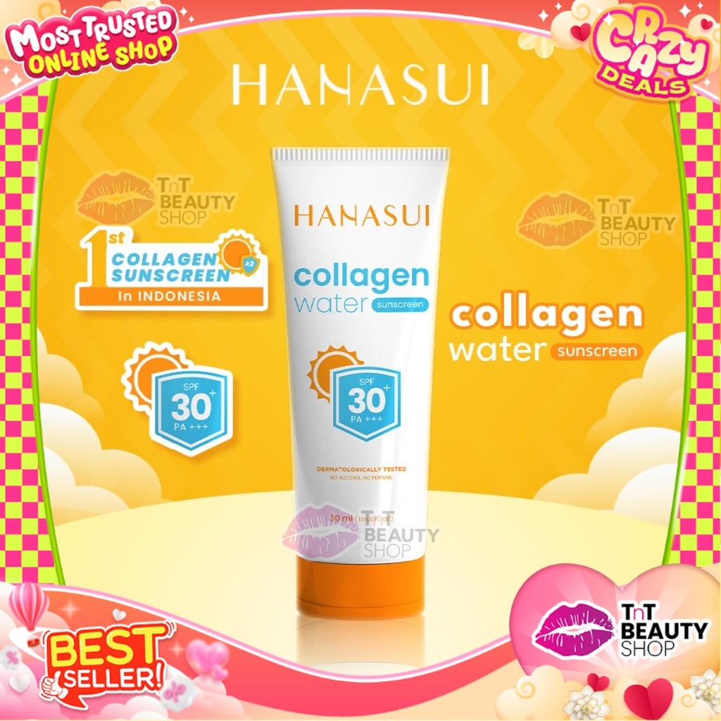 Jual Hanasui Collagen Water Sunscreen SPF30 PA+++ 30ml | TnT Beauty ...