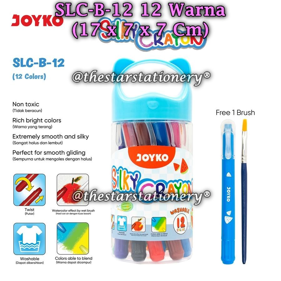 Jual (1 Tube isi 12 Warna) GROSIR Silky Crayon Joyko SLC-B-12 12 Warna ...