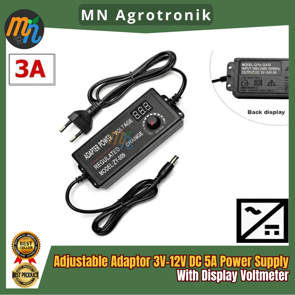 Jual Adjustable Adaptor 3V-24V 3A Power Supply With Display Voltmeter ...