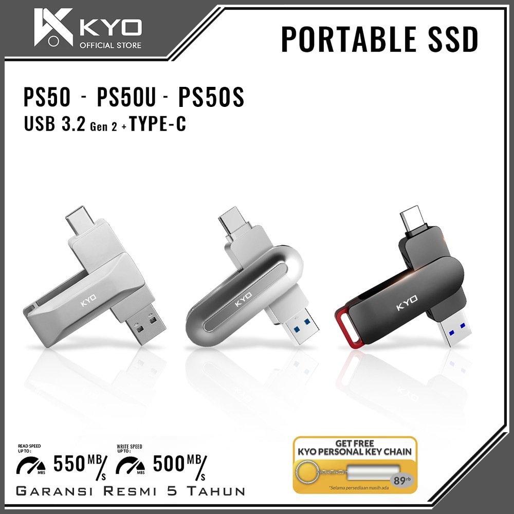 Jual KYO Ps50 Ps50u Ps50s 128GB 256GB 512GB 1TB 2TB Portable SSD USB 3.2 Type-C External SSD ...